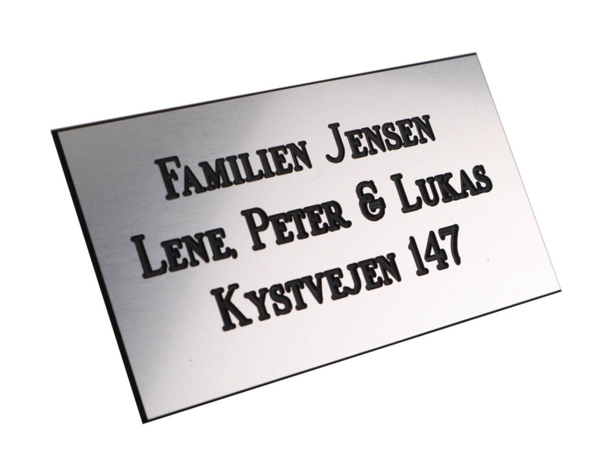 Metal farvet Postkasse skilt 55x100 mm. med sort tekst - Navneskilte ...