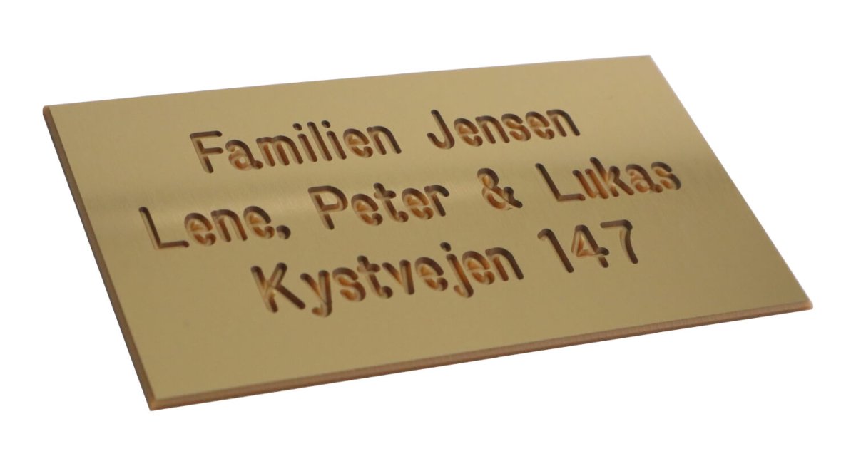 Messing farvet Postkasse skilt 55 x 100 mm. med mat messing tekst ...